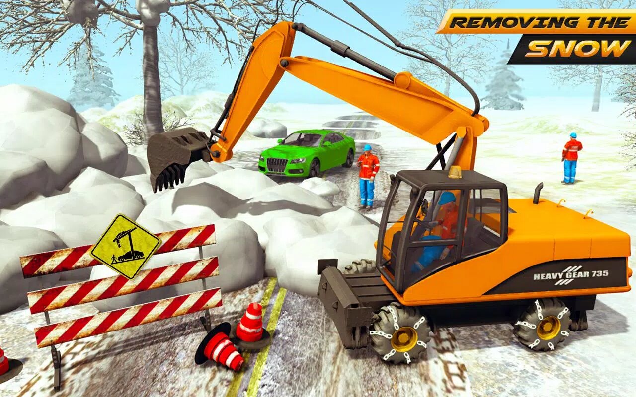 Heavy Snow Excavator Simulator Crane Games - Clean Road Snow Plow ...