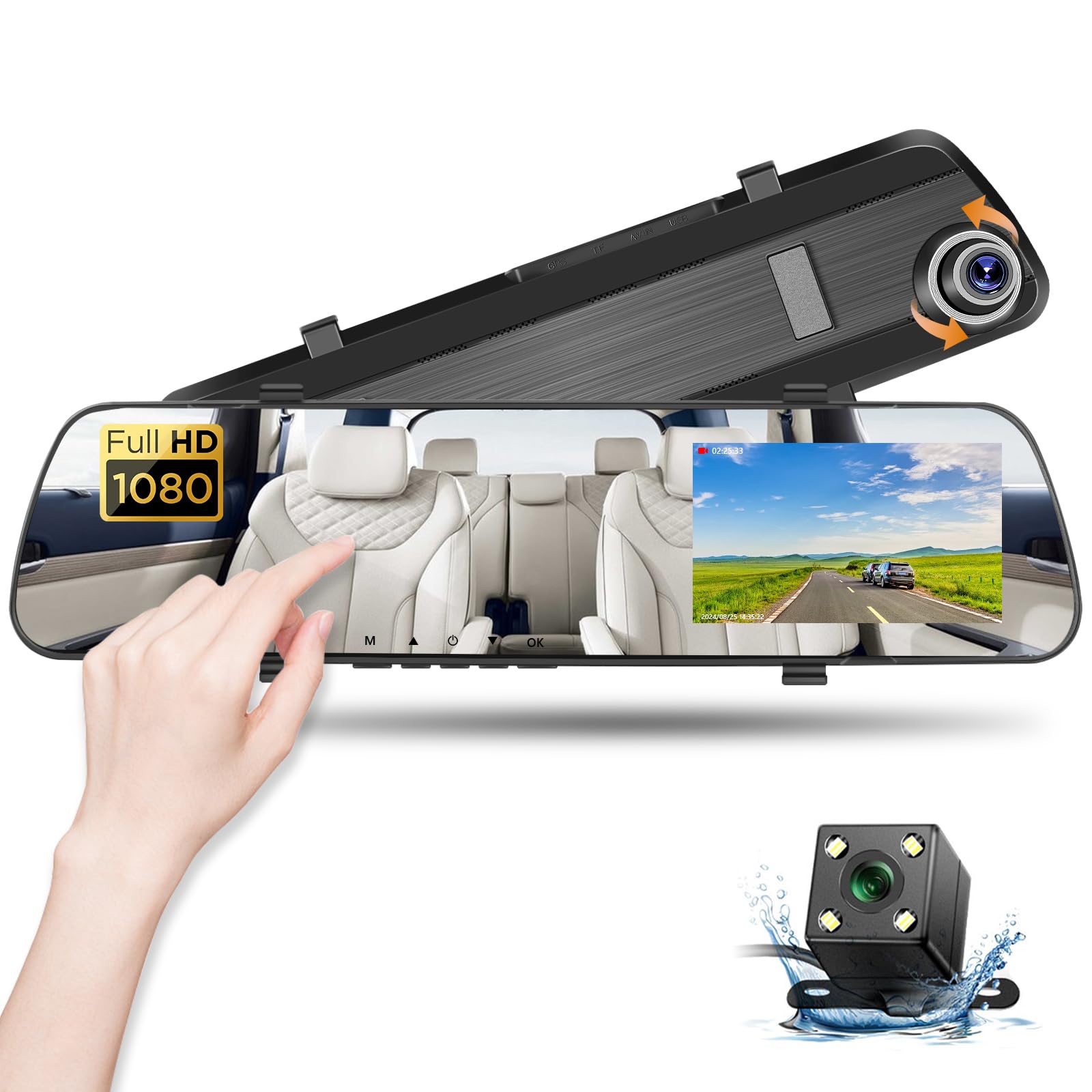 Amazon.com: Podofo Mirror Dash Cam for Cars,4" Rear View Mirror 1080P ...