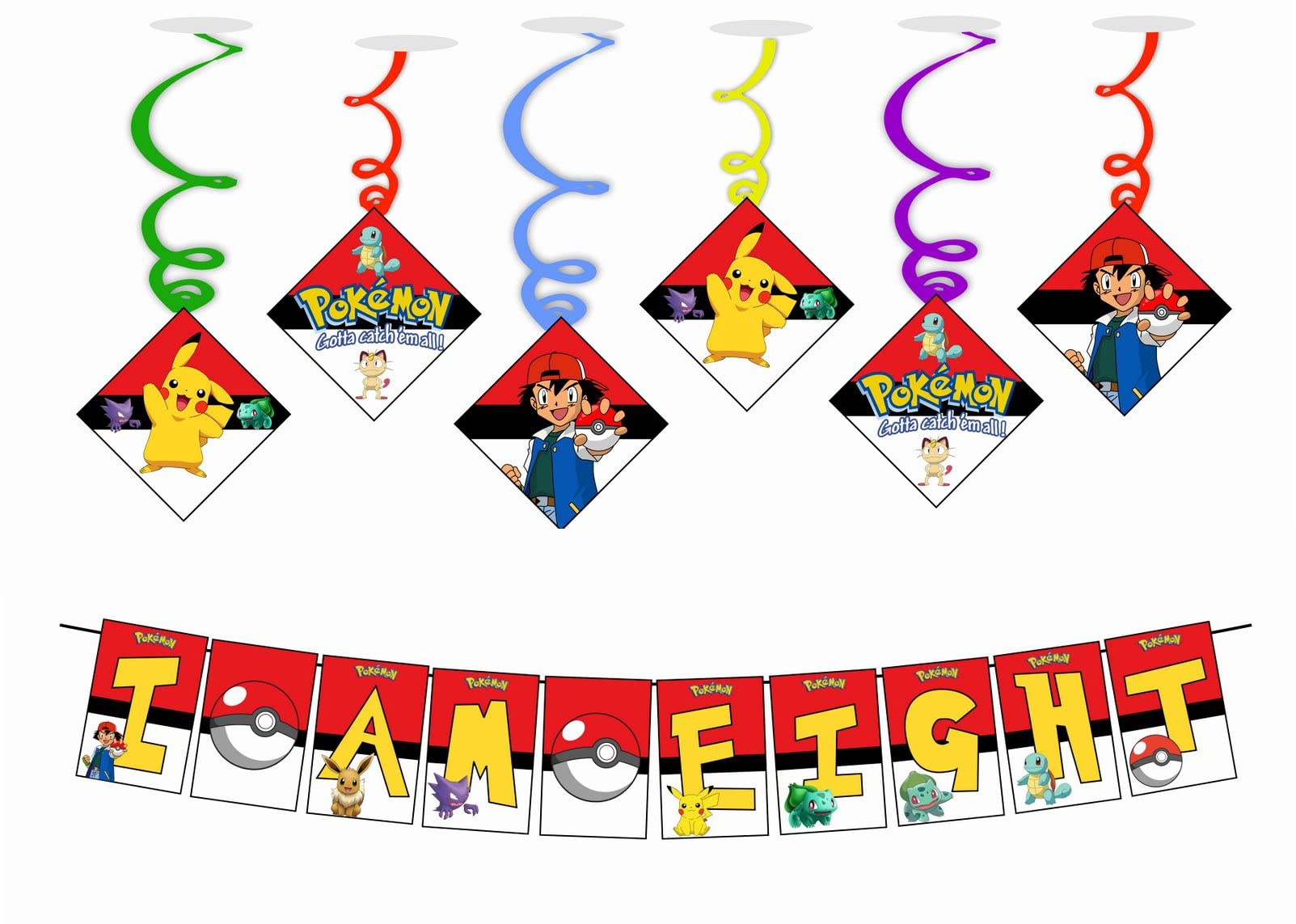 Buy Partyzon Pokemon Theme Props Banner Swirls For Pokemon Theme ...