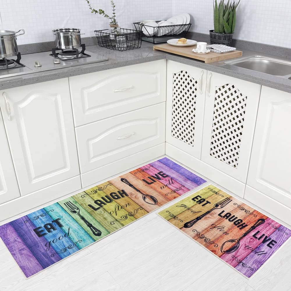 Amazon.com: Carvapet Kitchen Mat [2 PCS 17"x48"+17"x24"] Non-Slip ...