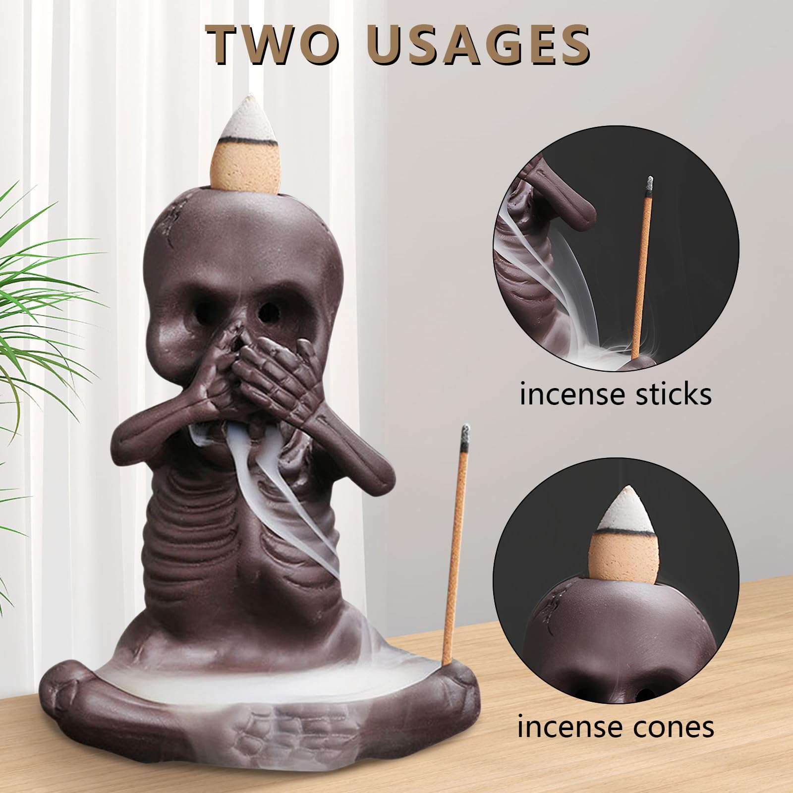 Snapklik.com : Comeon Backflow Incense Burner Skull Decor Incense Stick ...