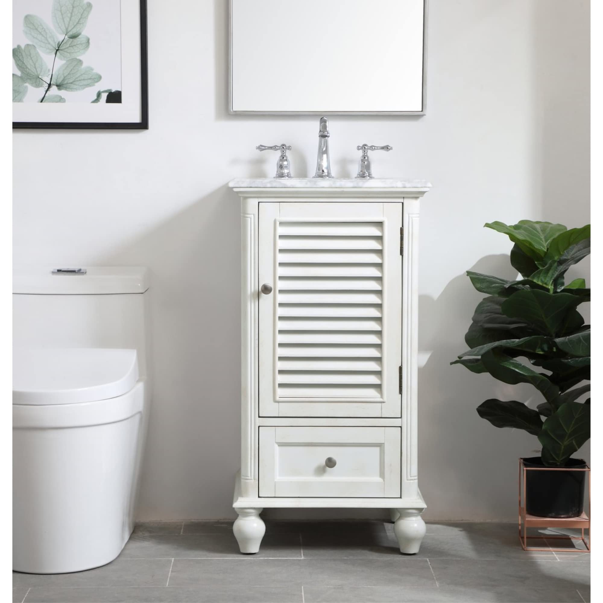 Elegant Decor 19 inch Single Bathroom Vanity in Antique White