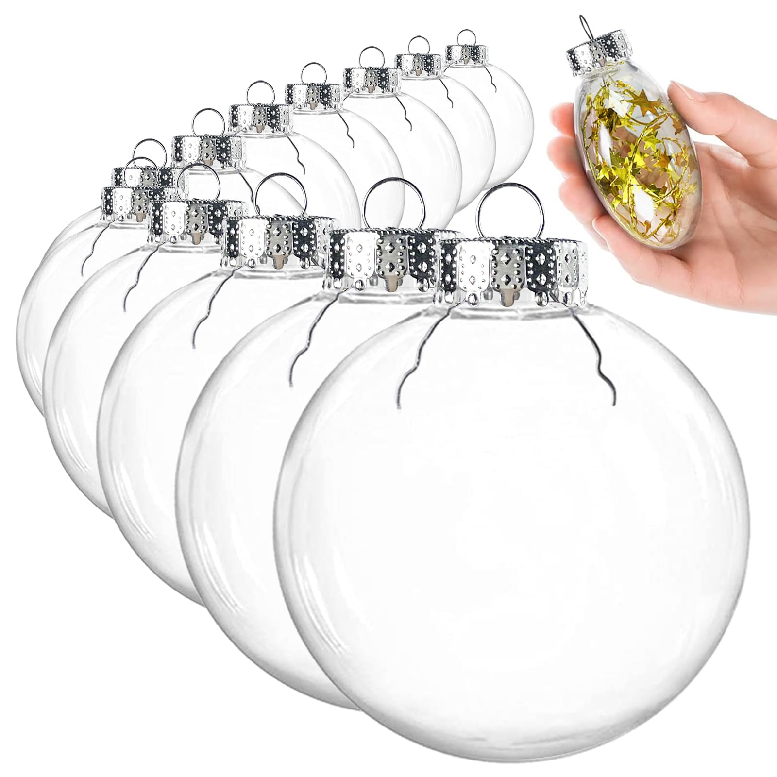 Amazon.com: 3.15 inch Clear Plastic Ornament Balls,24pcs DIY Fillable ...