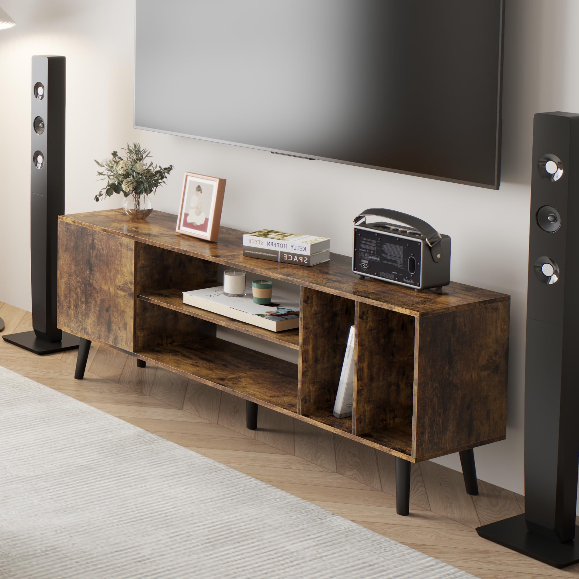 HOMCOM Meuble TV moderne pour téléviseurs jusqu'à 60", table console TV ...