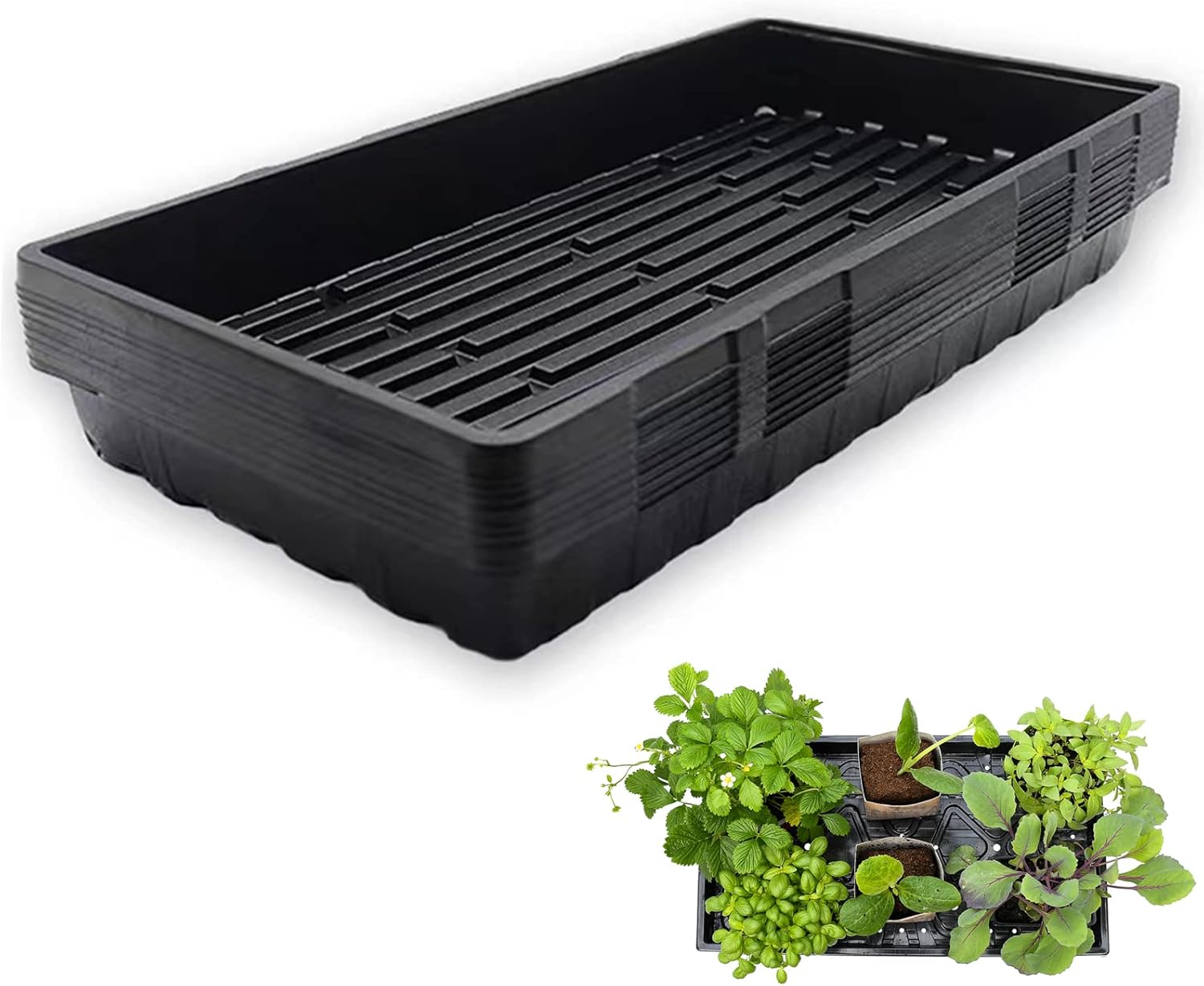 YTKD (10 Pack 1020 Plant Growing Trays Extra Strength Durable Black ...