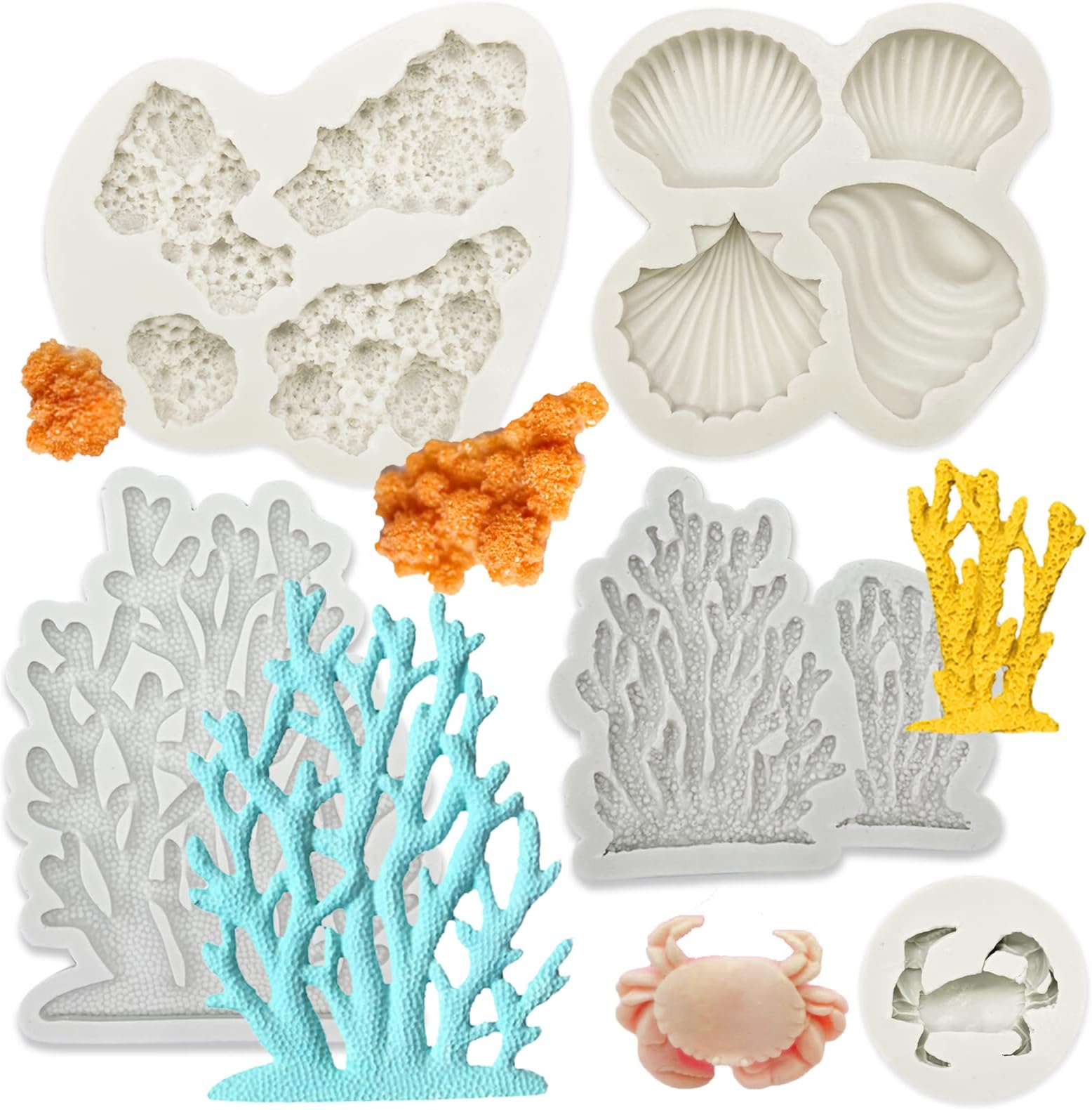 Amazon.com: 5 PCS Marine Theme Fondant Silicone Mold Seaweed Coral ...