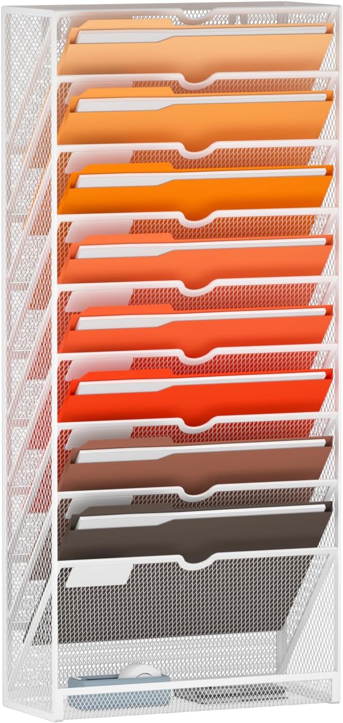 Amazon.com : Suzile Wall Mounted File Holder Wood Magazine Holder Wall ...