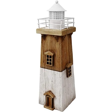 Amazon.com: Wood Lighthouse Decor with Light, Decorative Beach ...