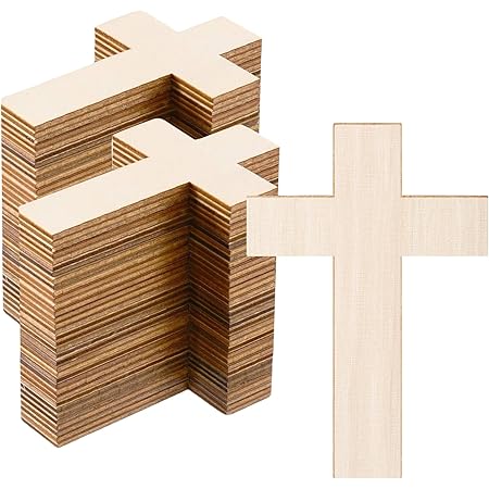 Amazon.com: 60 Pack Unfinished Wooden Crosses for Crafts, DIY Craft ...