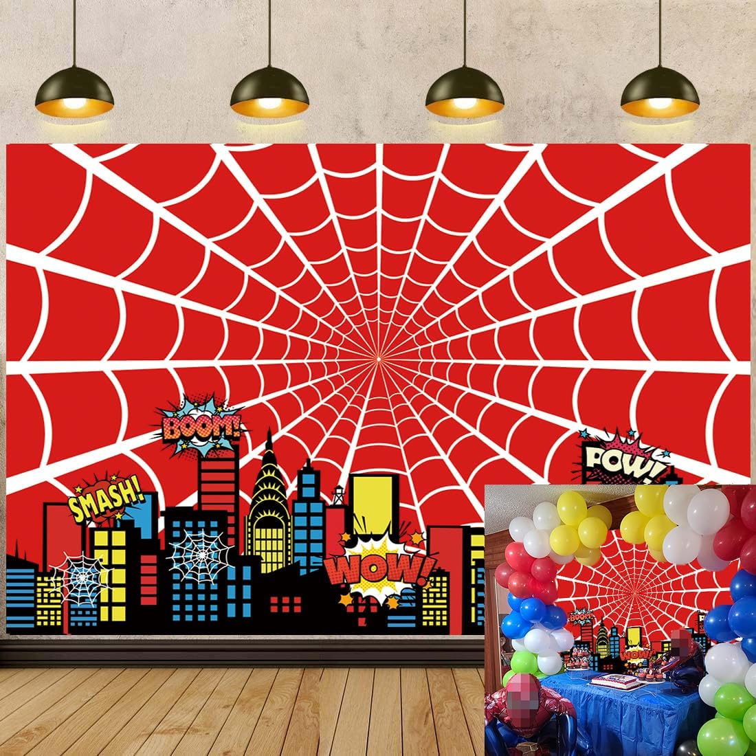 Amazon.com : Super Hero Spiderman Themed Birthday Backdrop Boy 7x5ft ...