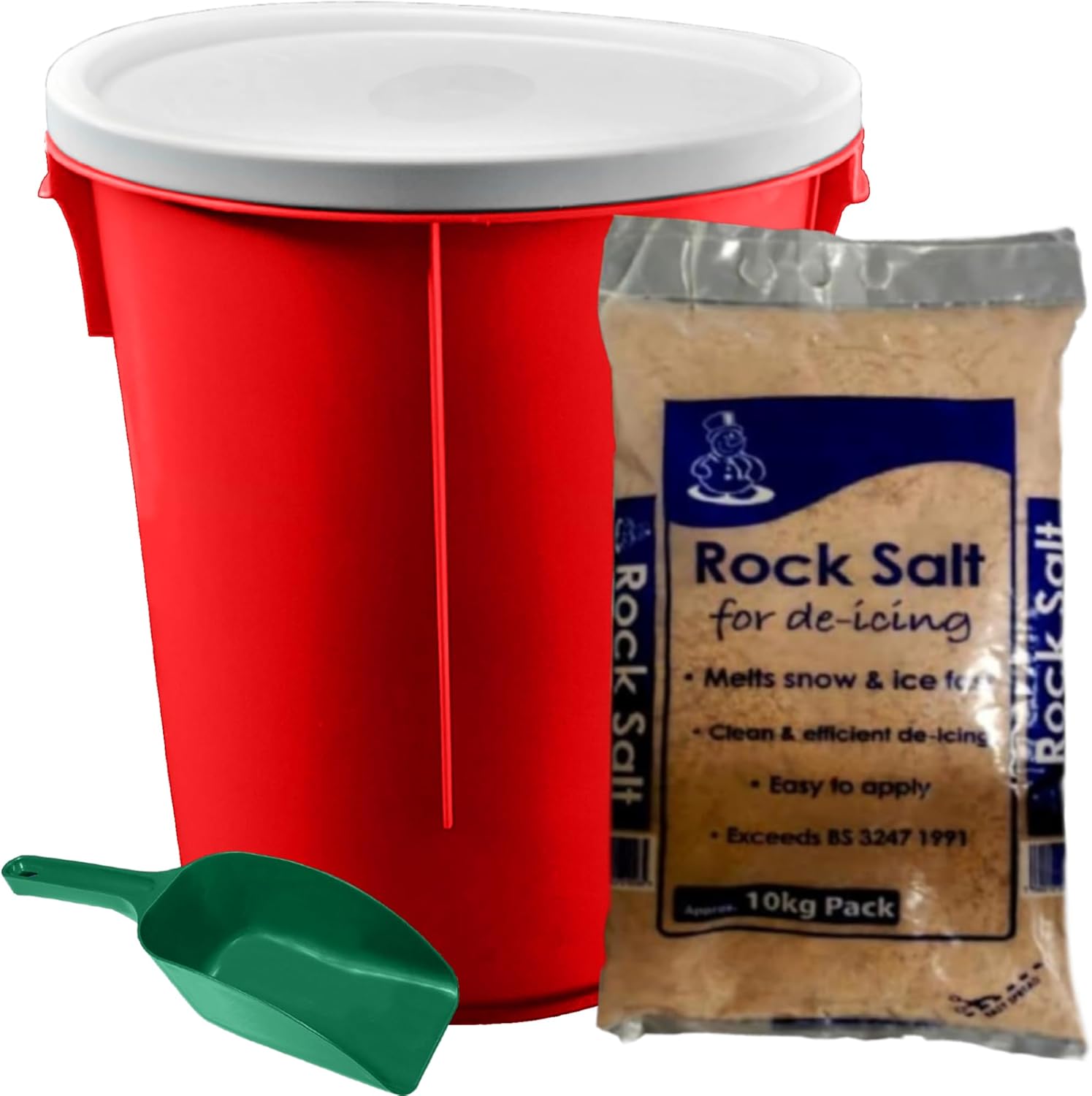 KetoPlastics 25L RED GRIT BIN with 10KG Brown Rock GRIT Salt ICE Snow ...