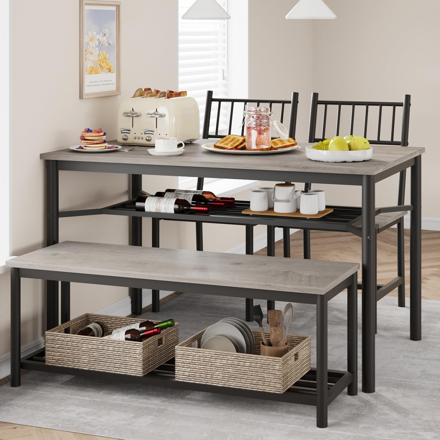 Amazon.com - IDEALHOUSE Dining Table Set for 4, Kitchen Table and 2 ...