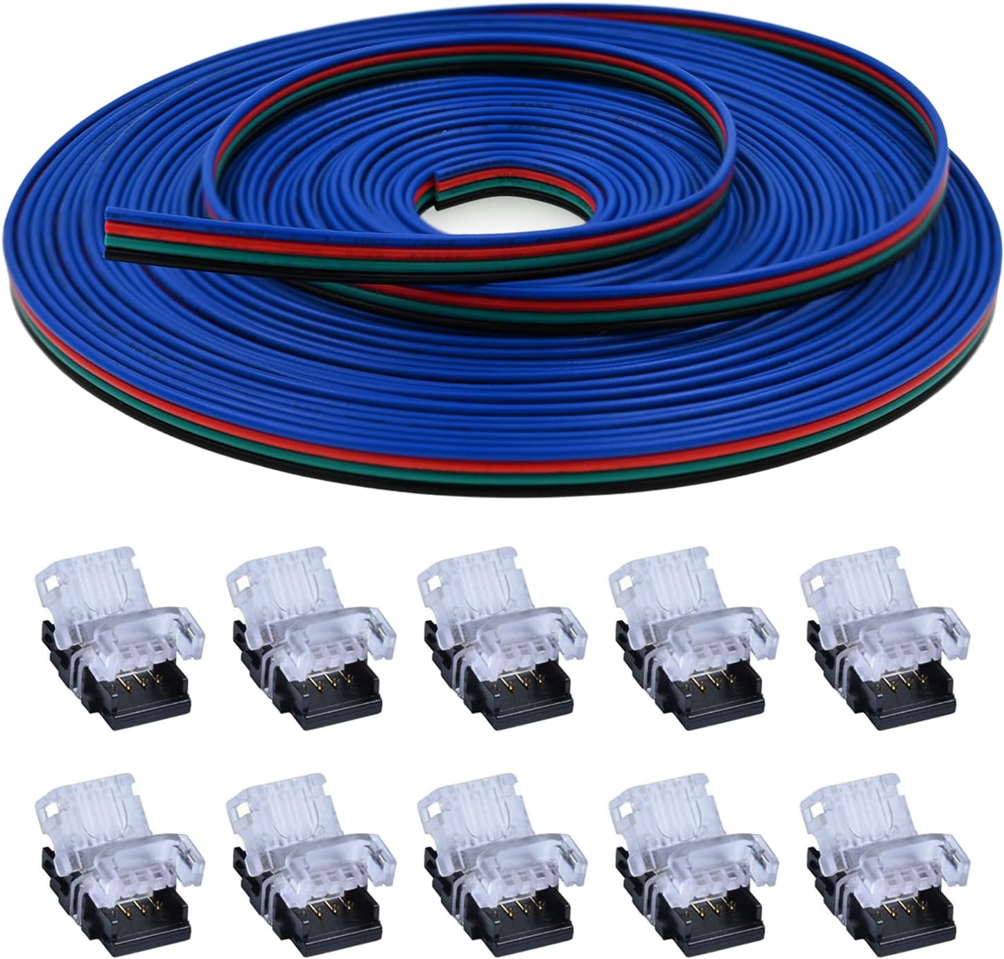 FSJEE 10 Pack LED Solderless Connector for LED Strip to Wire Quick ...