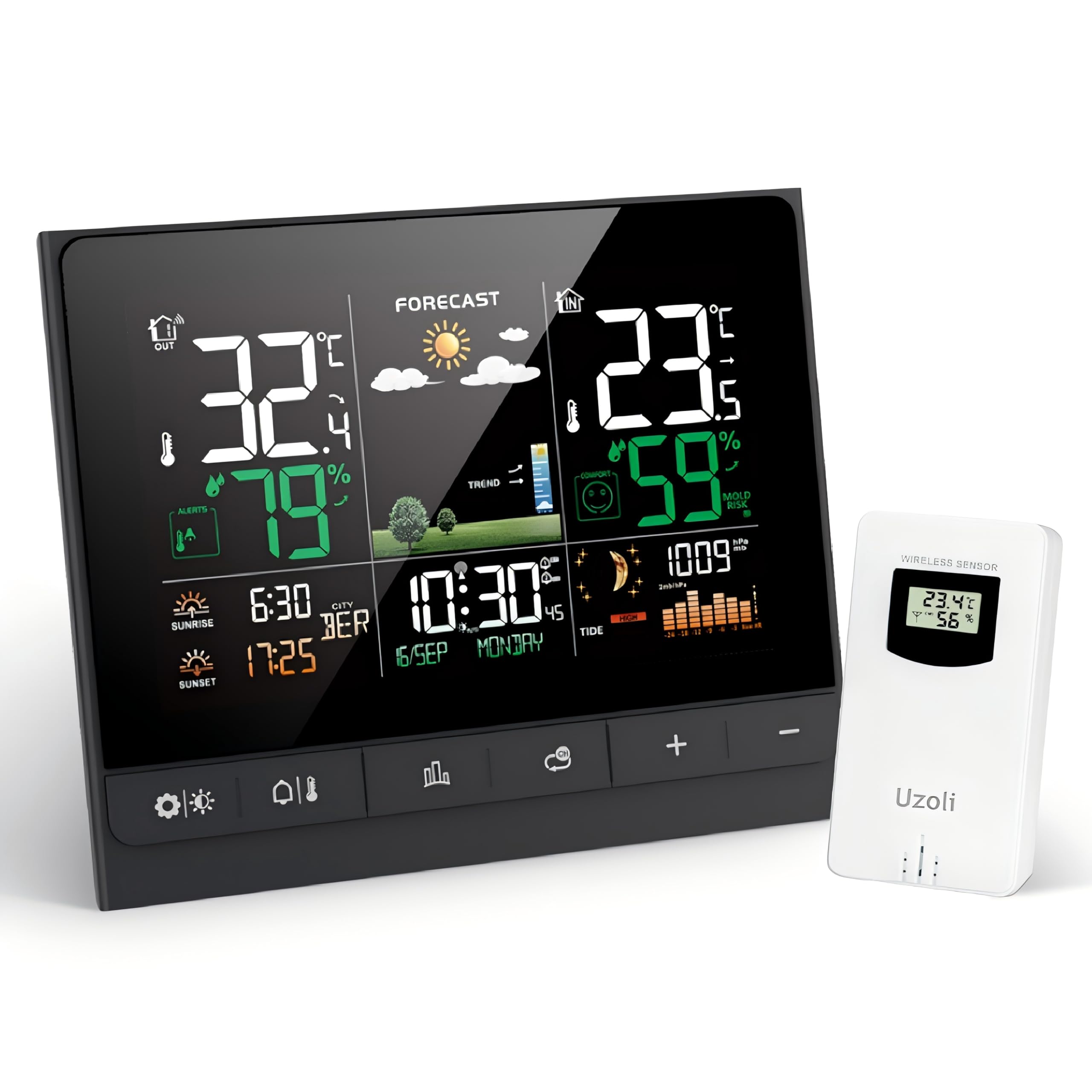 Amazon.com: Uzoli Weather Station Wireless Indoor Outdoor, Temperature ...