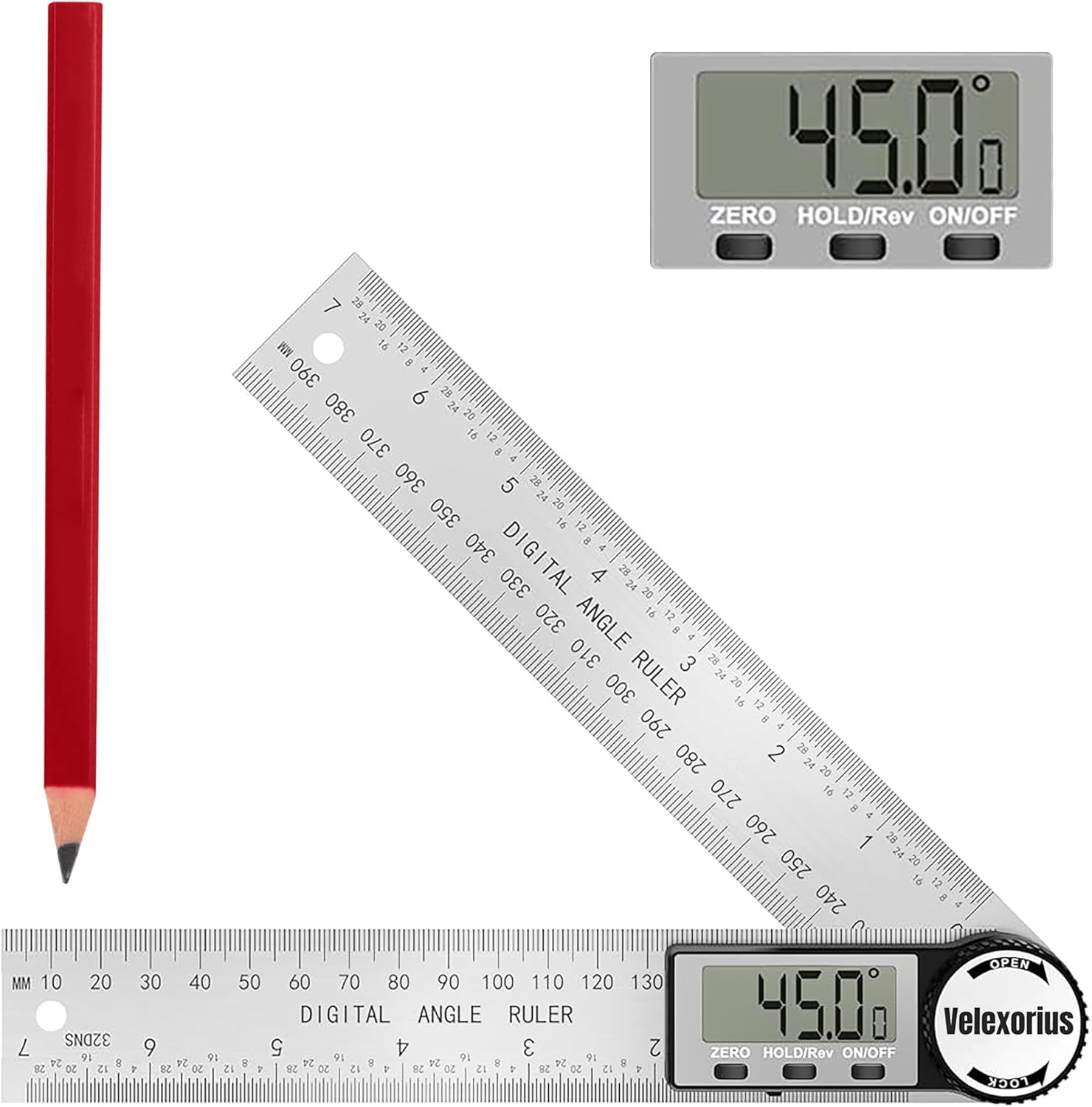 VXS 7 Inch/200mm Stainless Steel Digital Angle Finder Tool with ...