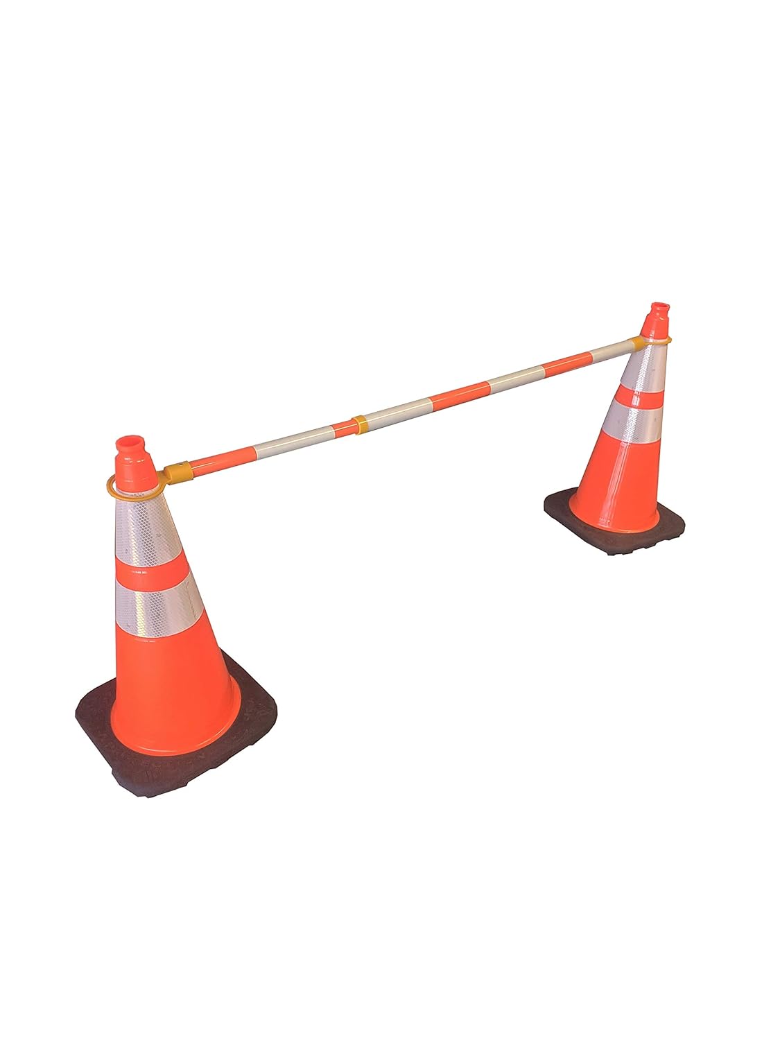 Pedestrian Cone Bar Barrier Kit - 2 Reflective Cones and Reflective ...