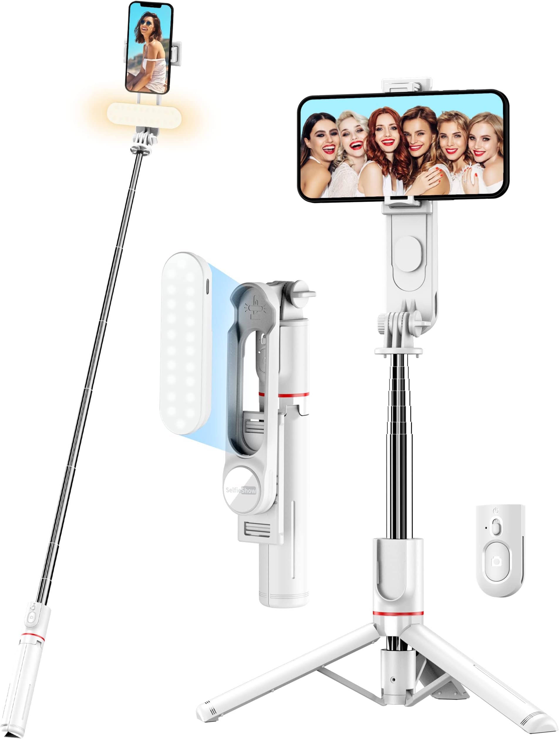 Amazon.com: Stable Selfie Stick Tripod with Fill Light, 44 Inch ...