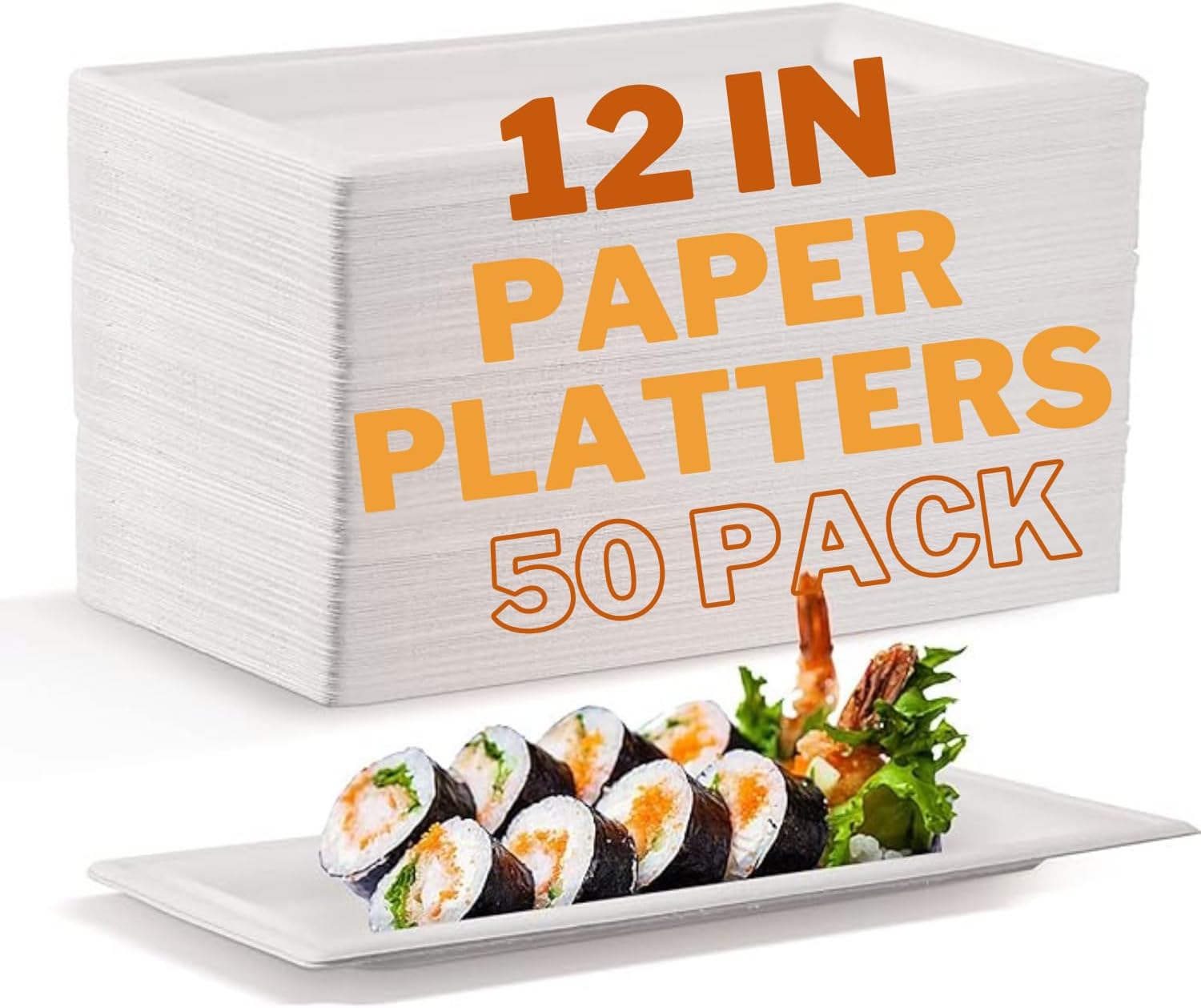 Amazon.com | FAMASTON 12IN Disposable paper platter Compostable 12 inch ...