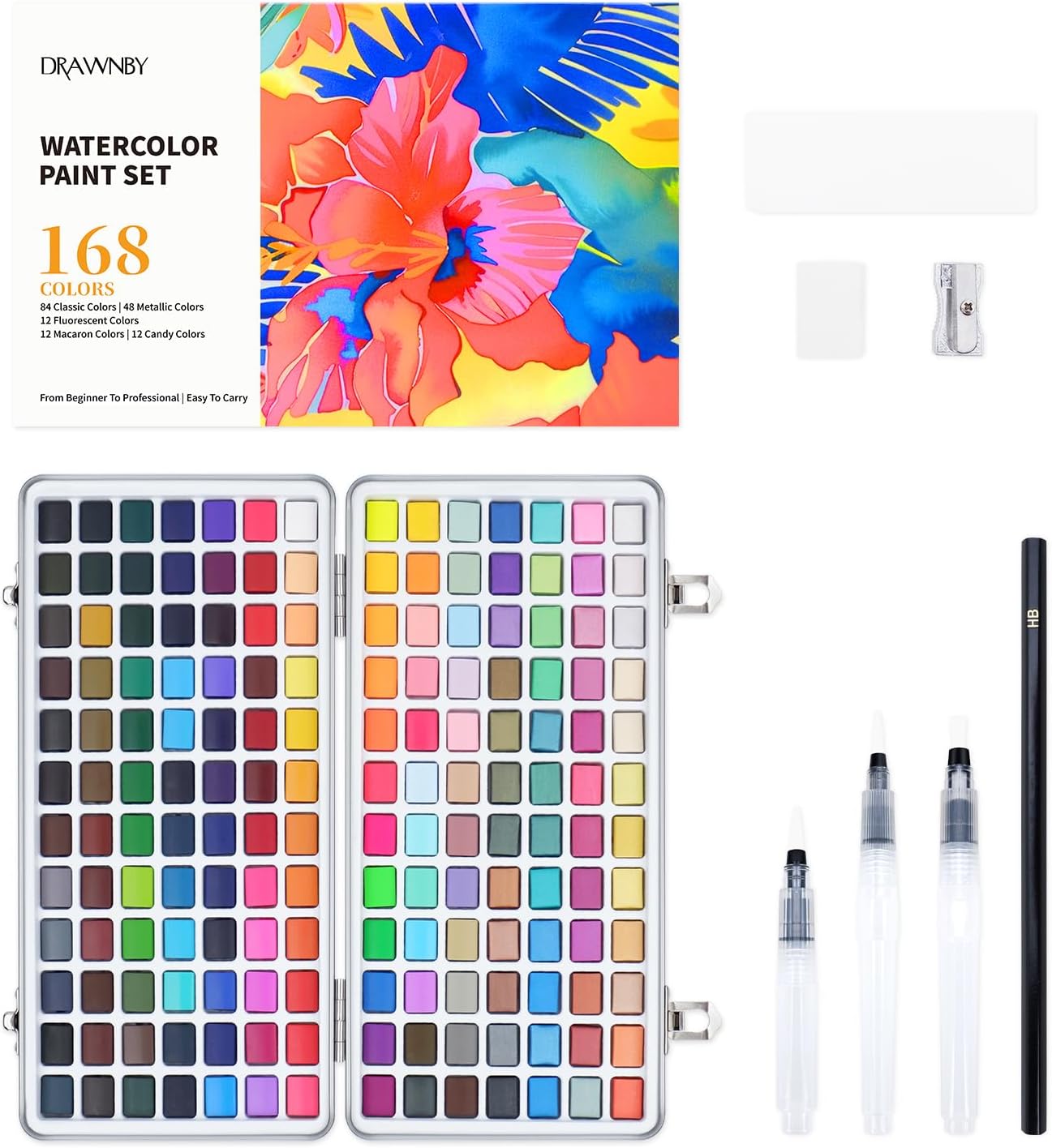 Amazon.com: Watercolor Paint Set, 168 Vivid Colors with Regular ...