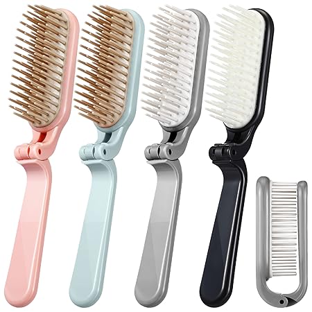 Amazon.com : Yinkin 4 Pieces Folding Hair Brush Mini Foldable Hair ...