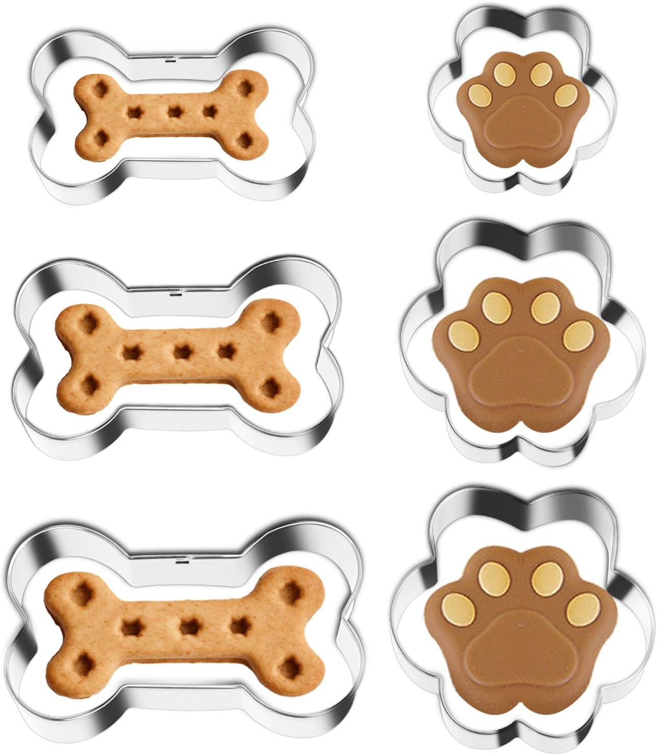 Amazon.com: Dog Cookie Cutter Set - Dog Bone and Dog Paw Print Cookie ...