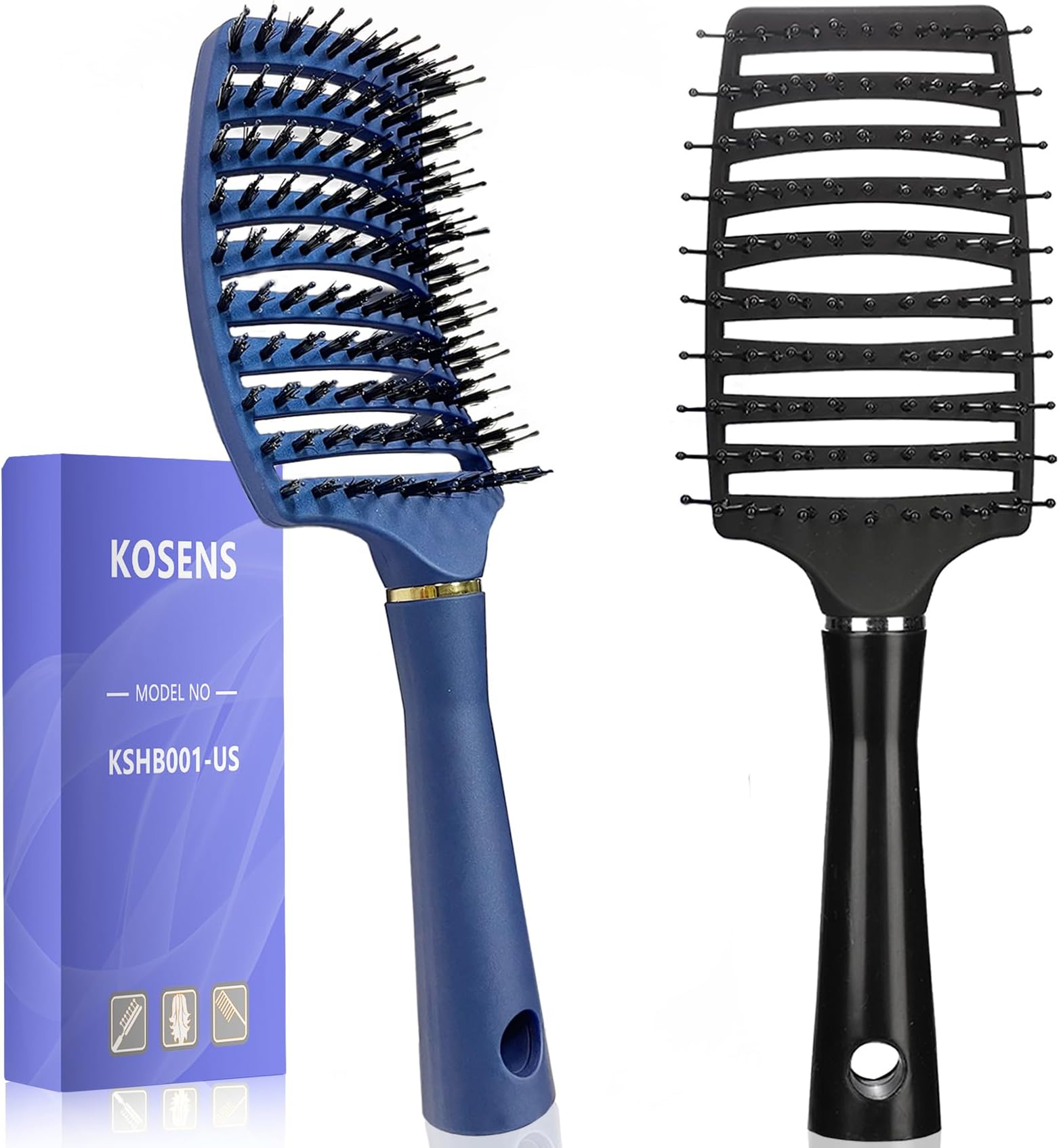 Amazon.com : Kertiberif 2 Pack Curved Vented Detangling Brush for Wet ...