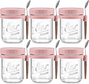 Amazon.com: LANDNEOO 6 Pack Overnight Oats Containers with Lids and Spoons, 16 oz Glass Mason ...