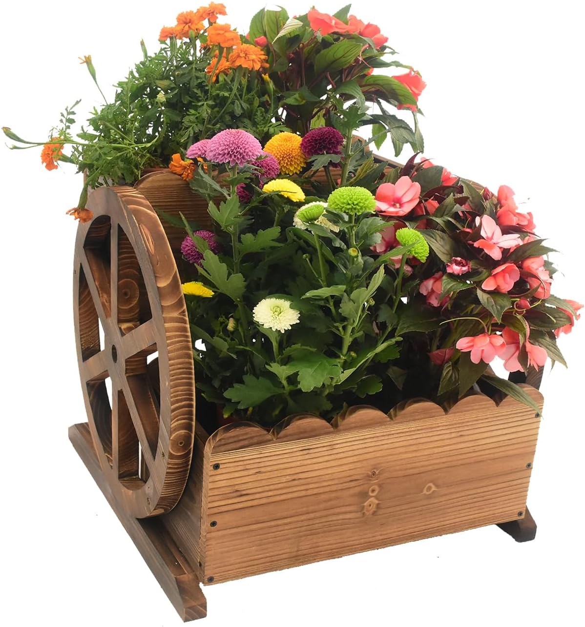 Amazon.com : Kersiki 2-Tier Garden Planter with Wheels, Wooden Wagon ...