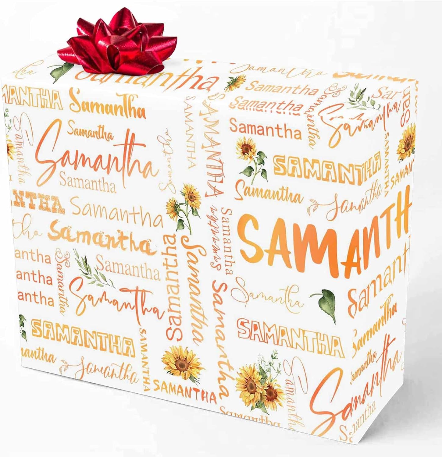 Amazon.com: MyPupSocks Custom Name Wrapping Paper, Orange Name White ...