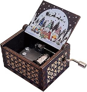 Amazon.com: FEDIMA Music Box Christmas, Wooden Vintage Christmis Decor ...
