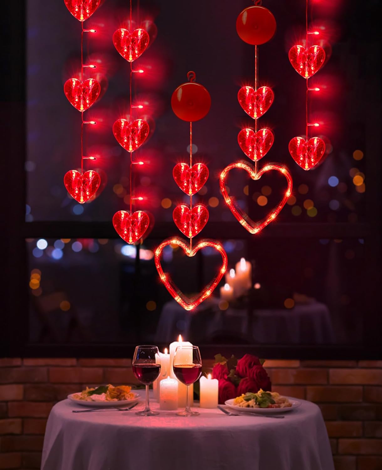AceList 5 luces de ventana para el día de San Valentín, corazones LED ...