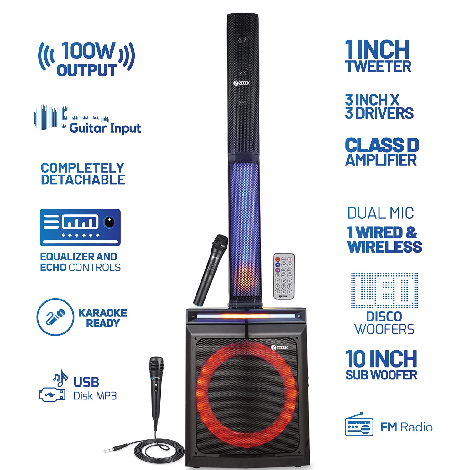 Buy Zoook Party Rocker Bluetooth Party Speaker 100 Watts with ...