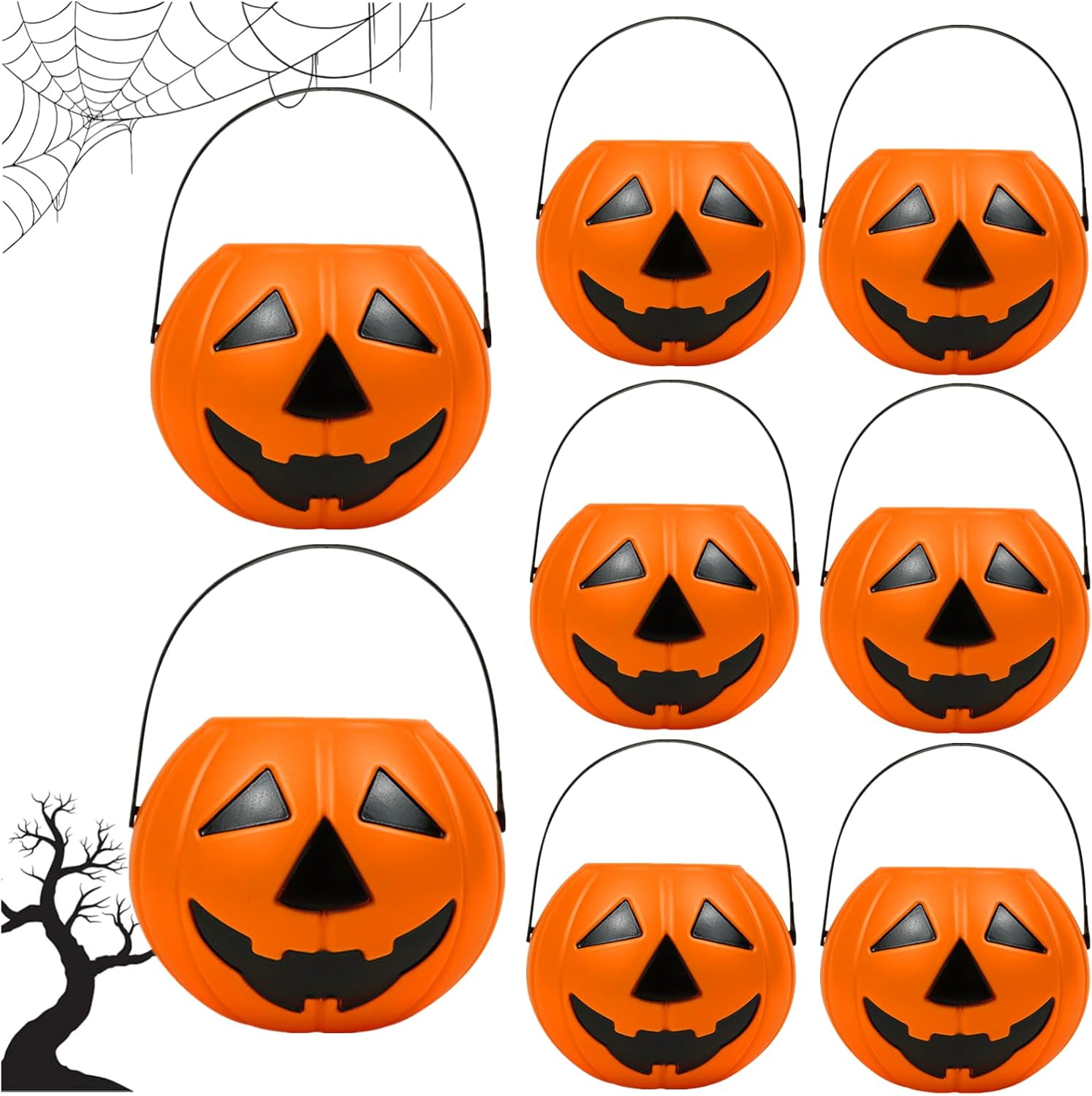 Amazon.com: Halloween Pumpkin Bucket, 8PCS Plastic Pumpkin Bucket for ...