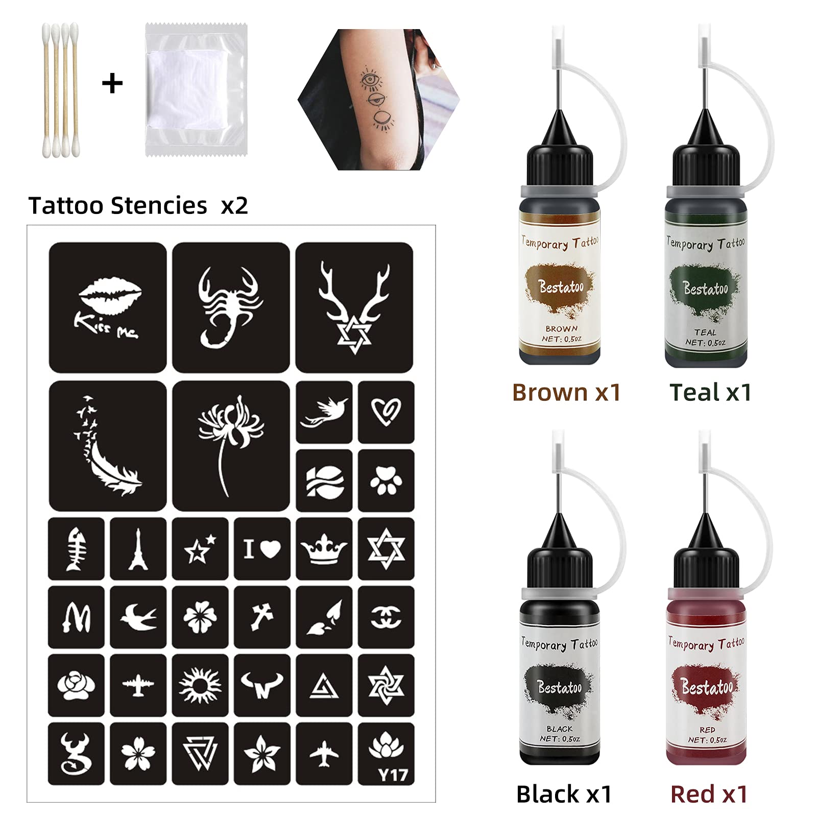 Bestatoo Temporary Tattoo Kit,Fake Tattoos Semi Permanent Tattoo Gel ...