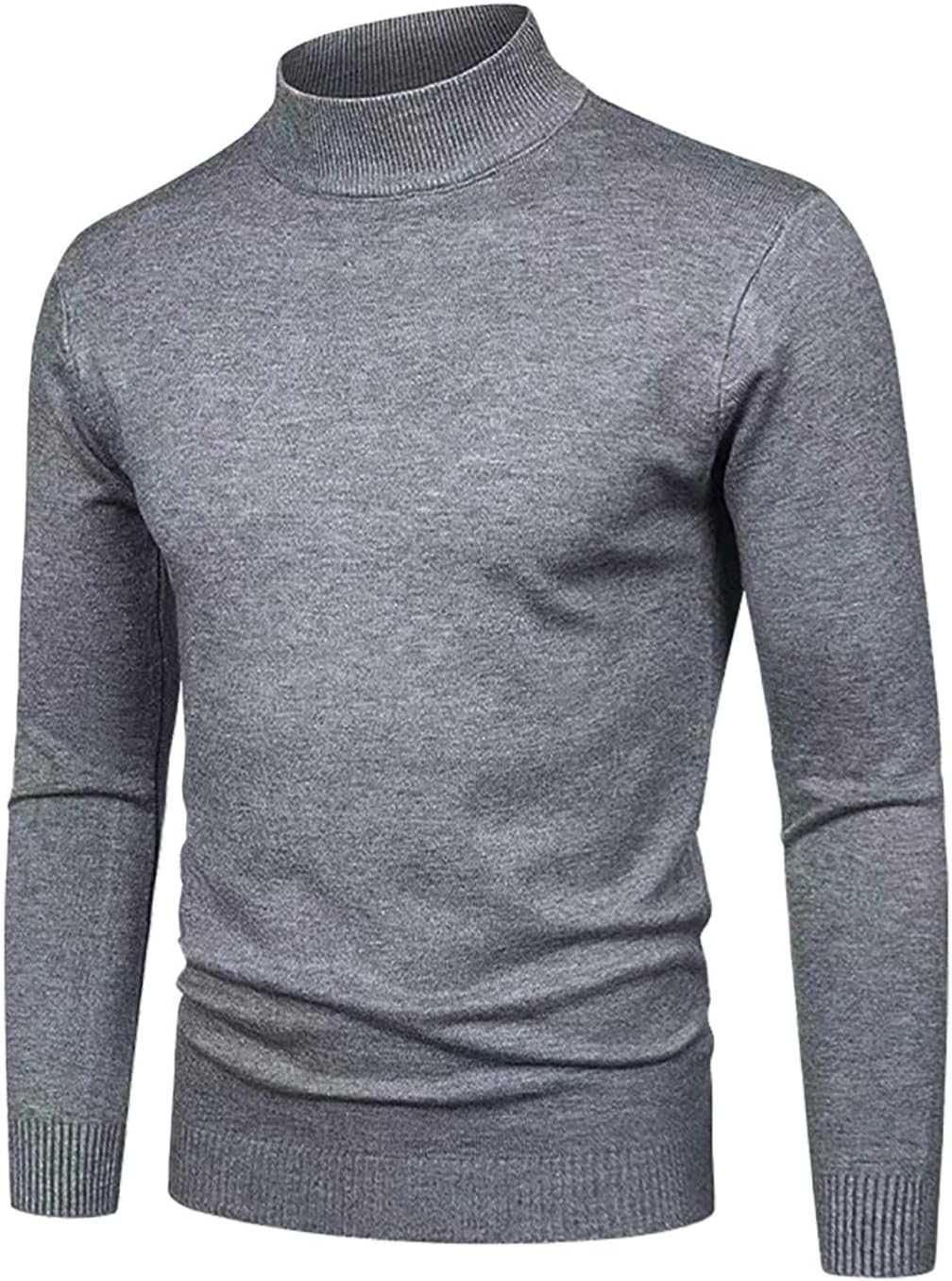 Pull pour homme avec col montant - Coupe ajustée - Couleur unie - Pull ...