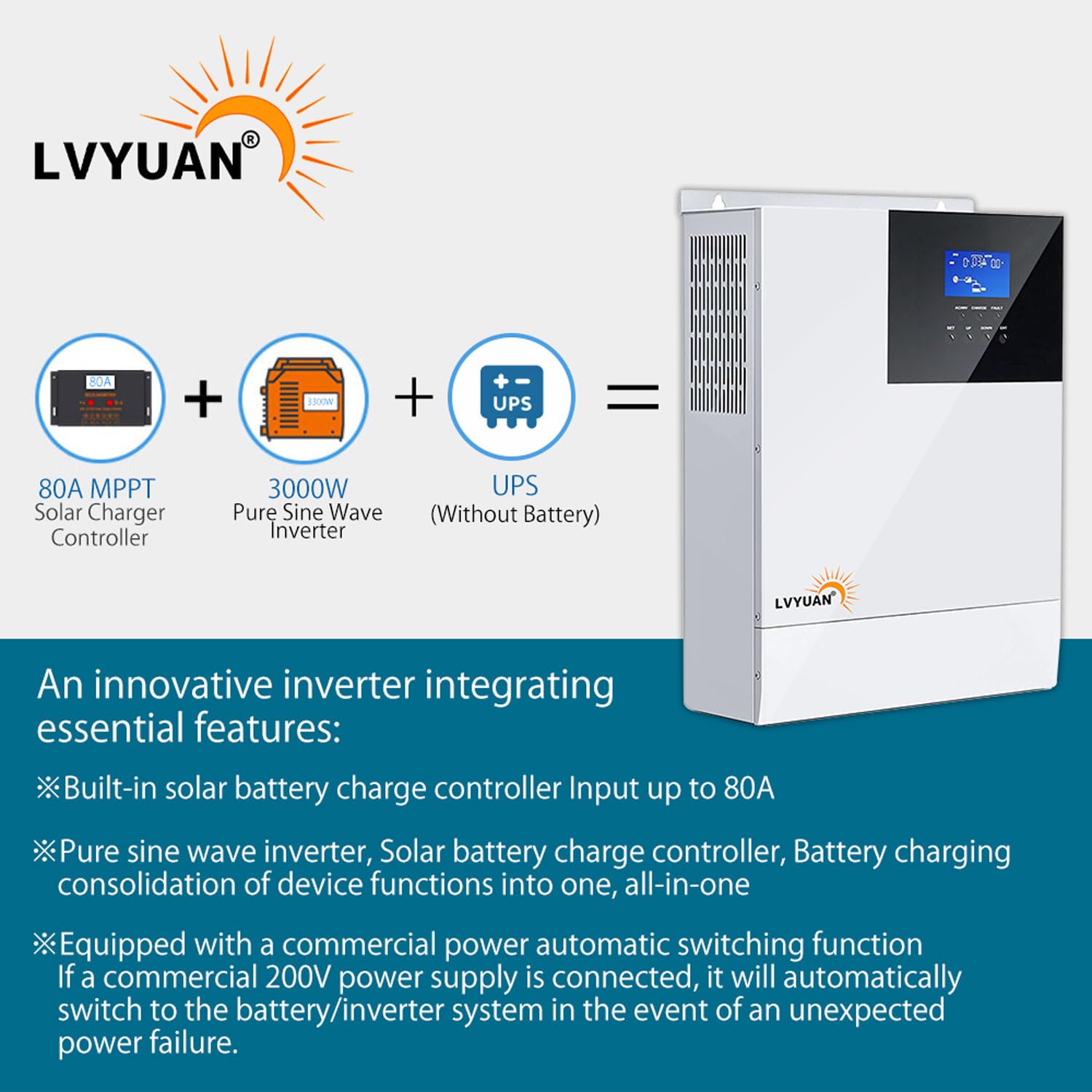 Snapklik.com : All-in-one Solar Hybrid Charger Inverter Built In 3000W ...