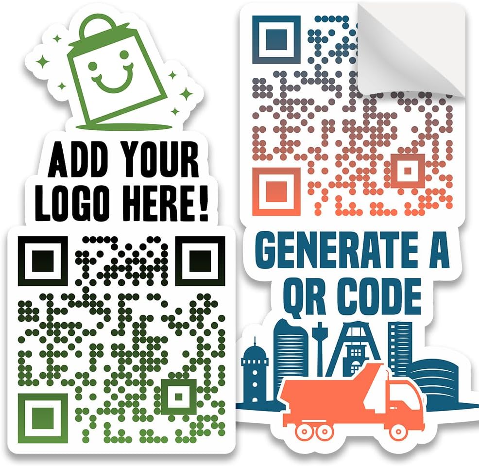 Amazon.com - Generic Custom QR Code Die Cut Sticker with Logo ║ Make ...