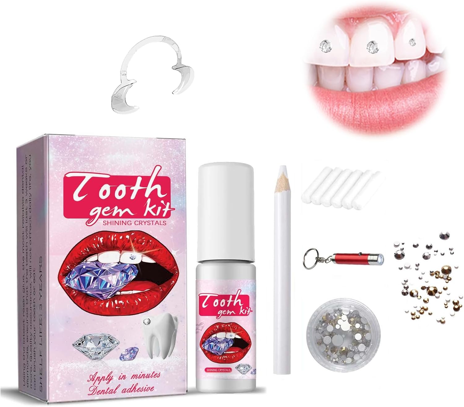 FunnAura Tooth Gems Kit with Glue, Removable DIY Teeth Gem and ...