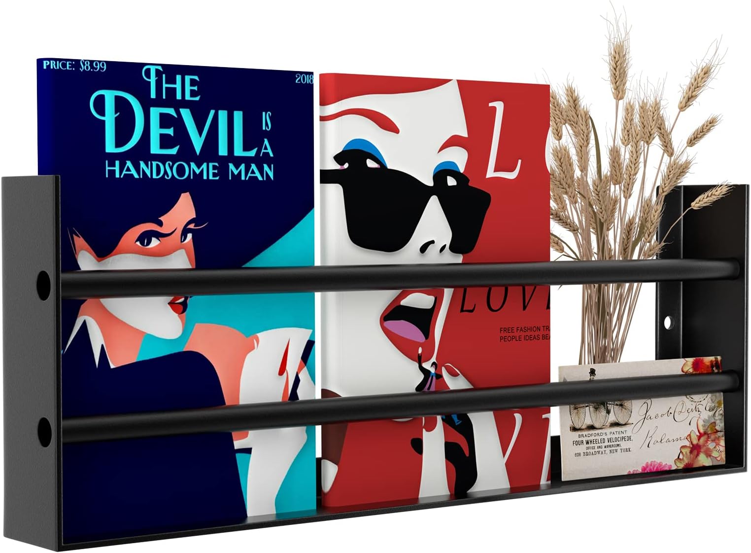 Amazon.com: MyGift Wall Mounted Magazine Holder Rustic Burnt Solid Wood ...