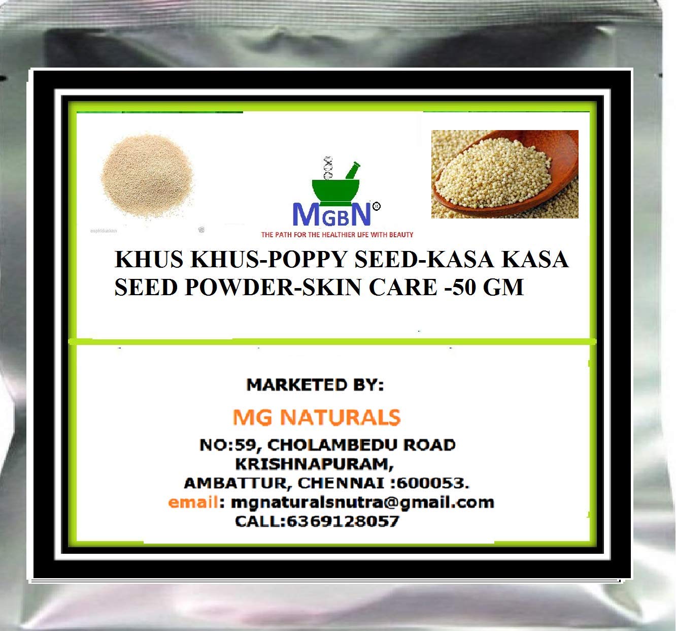 KHUS KHUS-POPPY SEED-KASA KASA SEED POWDER - SKIN CARE 50 GM : Amazon ...