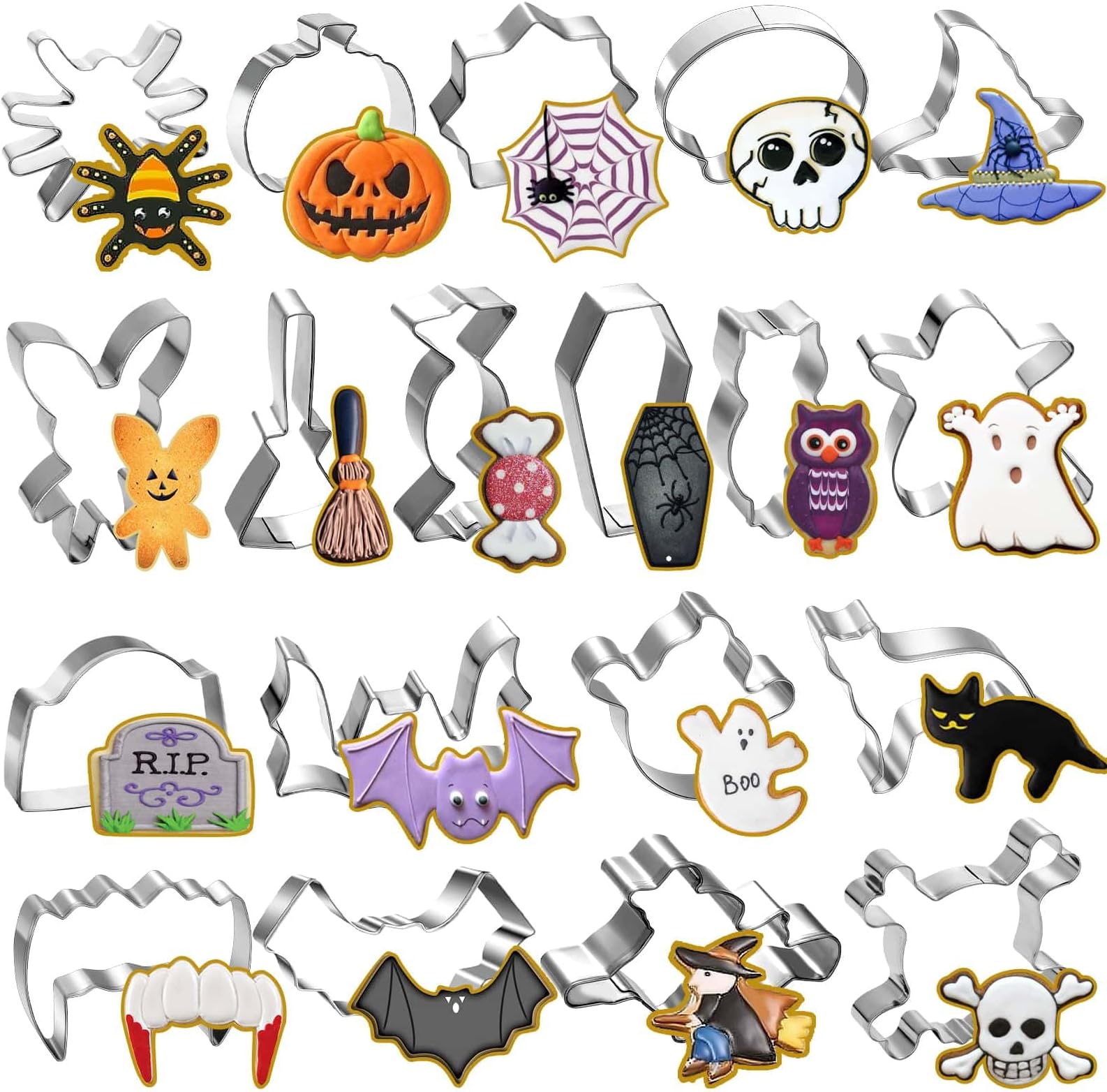 Amazon.com: Halloween Cookie Cutters Set - 12 Pieces Stainless Steel ...