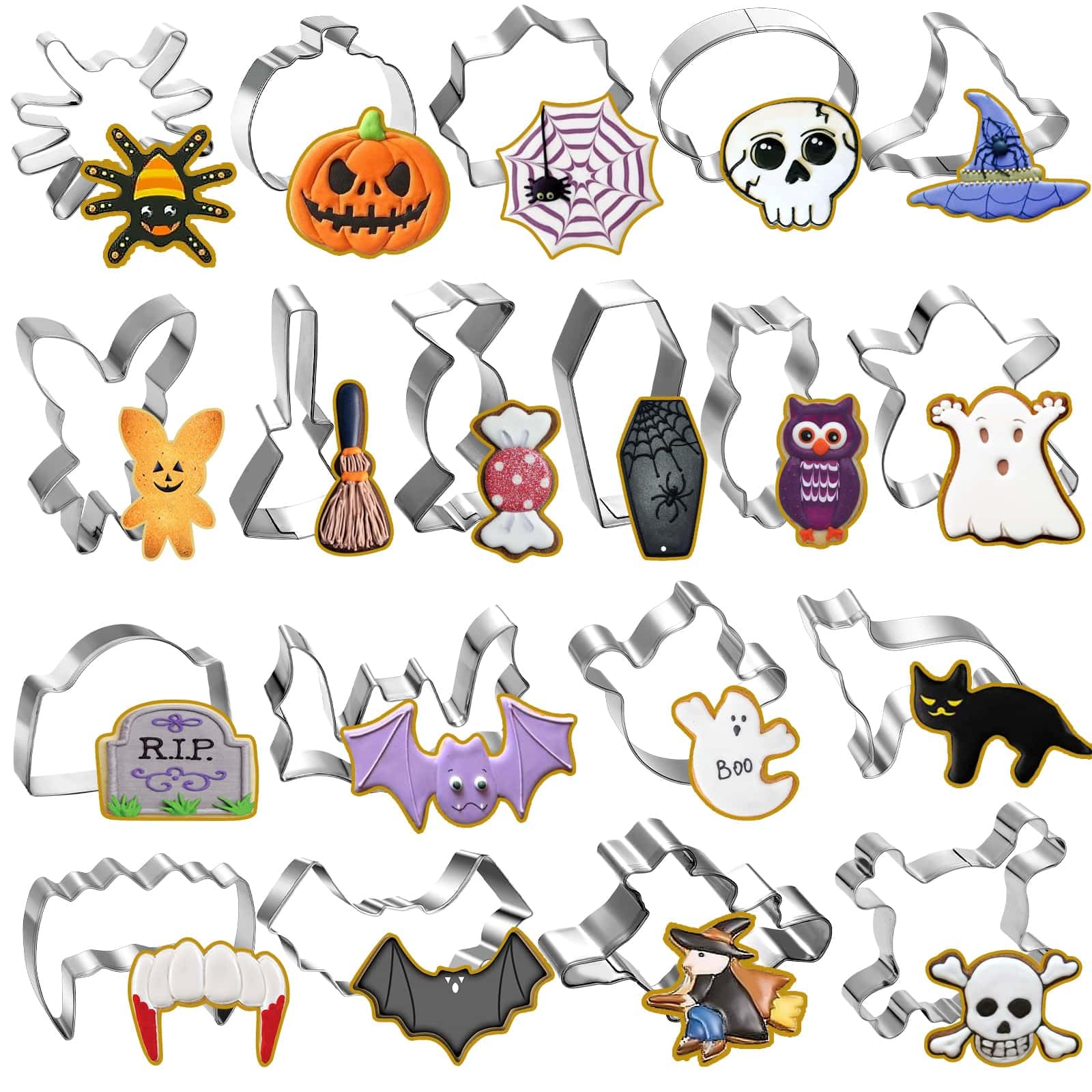 Amazon.com: Metal Halloween Cookie Cutters, 19 PCS Cookie Cutters ...