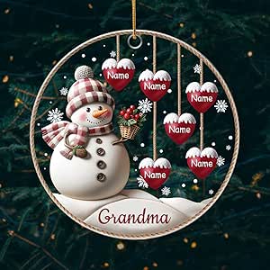 Amazon.com: LASFOUR Personalized Grandma Snowman Christmas Ornament 2025, Grandma and Grandkids ...