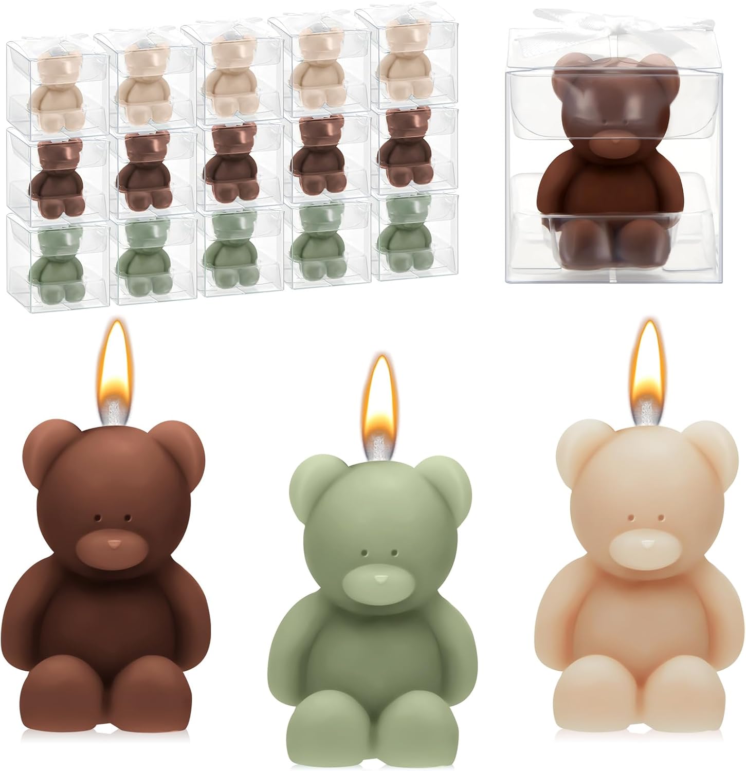 Amazon.com: Dansib 15 Pcs Bear Baby Shower Candle Favor Bear Gender ...
