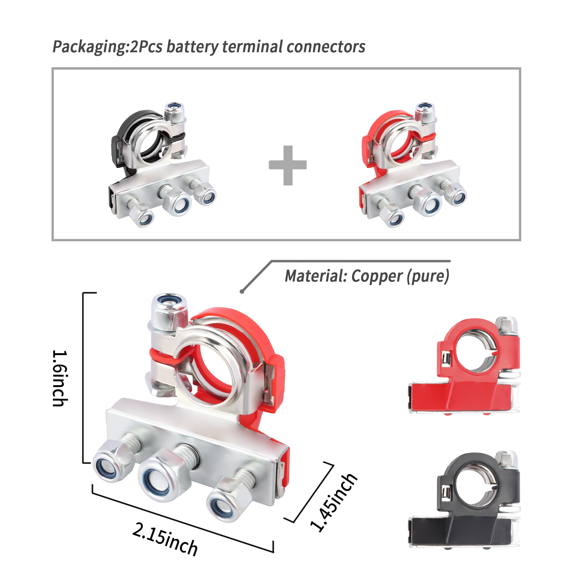 Snapklik.com : 2PCS Battery Terminal Connectors,Heavy Duty Battery ...