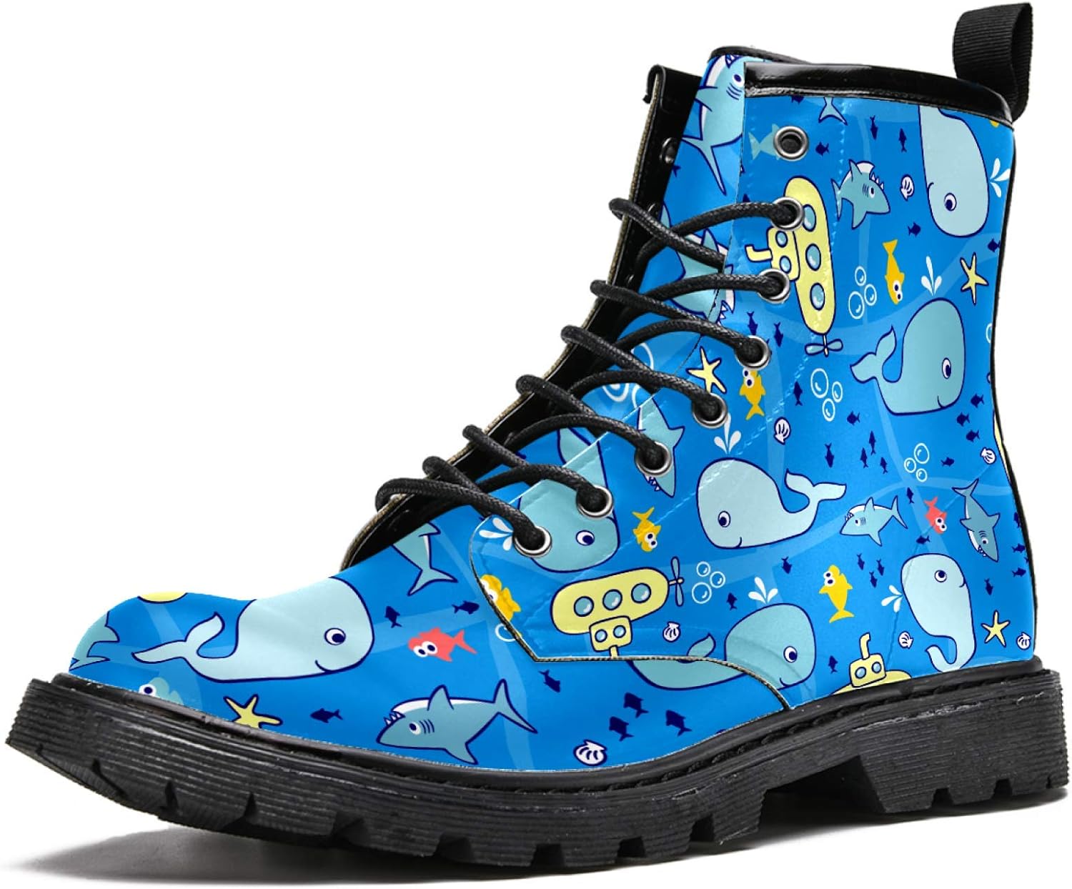 Amazon.com | MAPOLO Women's High Top Boots Lace Up Underwater Shark ...