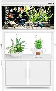 Amazon | DEWEL 水槽台 60cm水槽用 水槽棚 60cm 台 幅60×奥行き30cm水槽用 キャビネット付き 総耐荷重約200kg 白 水槽 台 水槽設置台 水槽スタンド 水槽台 ...