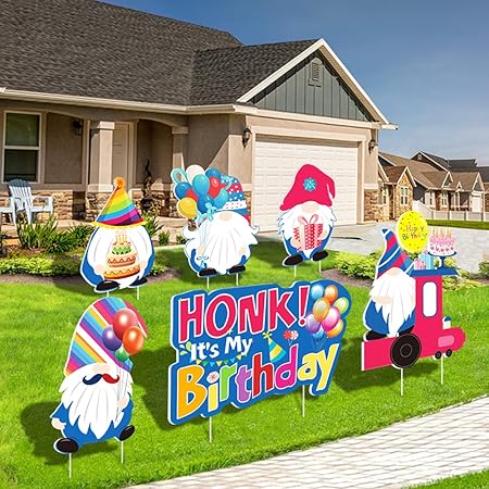 Amazon.com: Funnlot Large Happy Birthday Yard Sign 6PCS Gnome Birthday ...