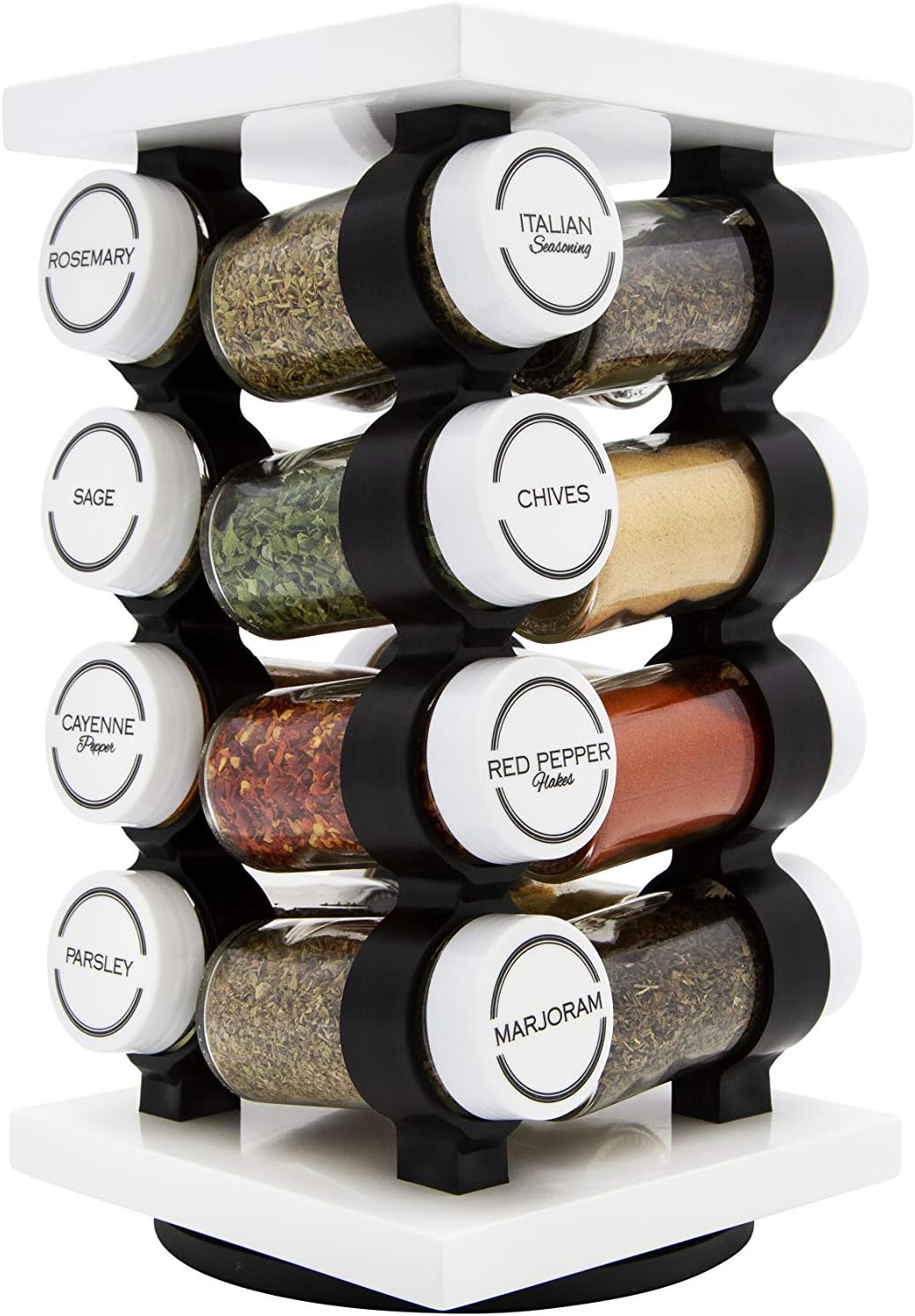 Amazon.com: Orii Spice Rack 16 Jar Set White Filled with Spices ...