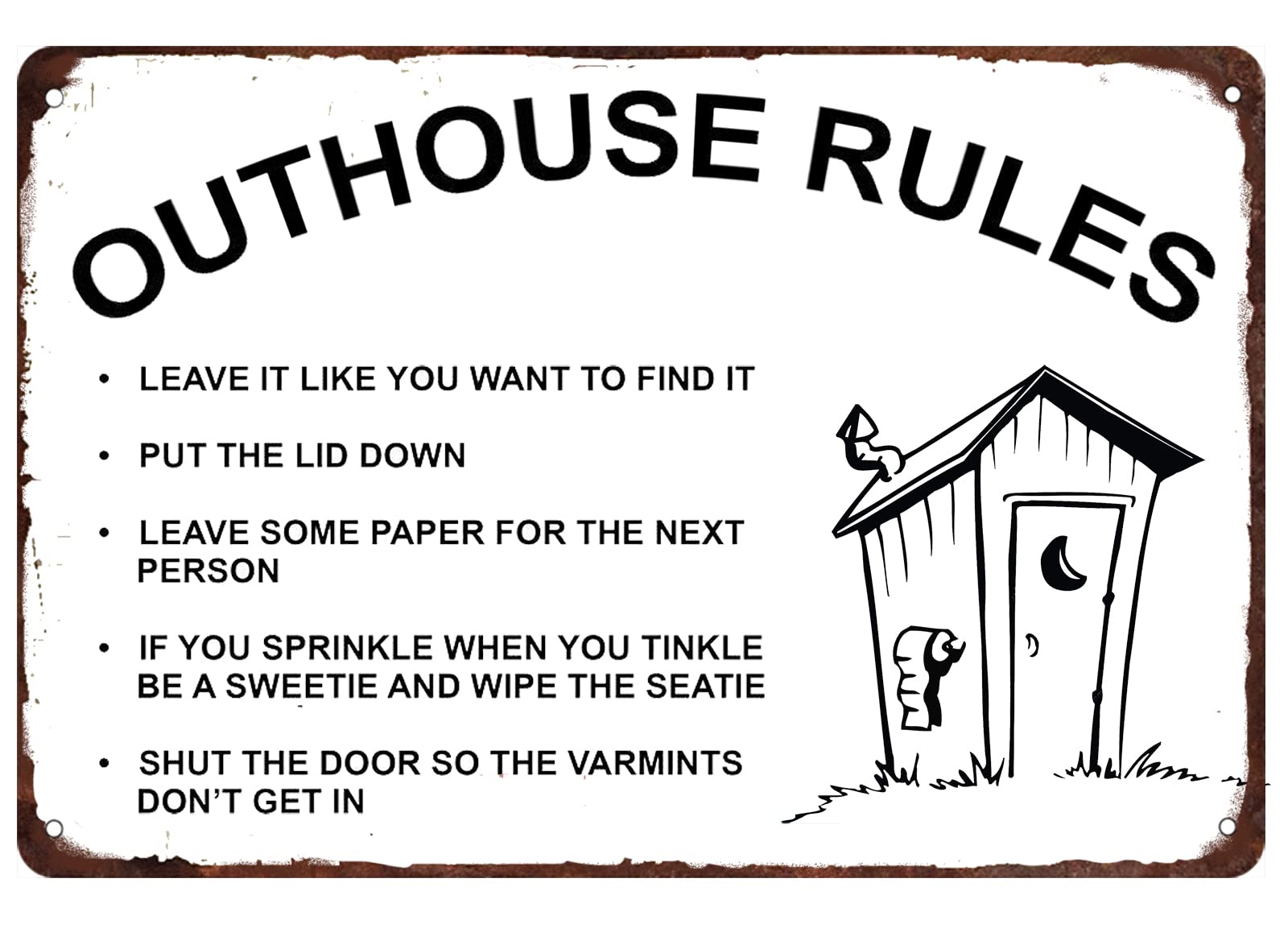 Amazon.com : Outhouse Rules Metal Sign Vintage Outhouse Rules Suitable ...